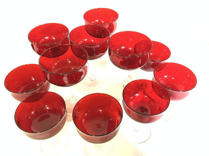 HAND FORMED CRANBERRY CRYSTAL STEMWARE SET – A.MANO Brooklyn